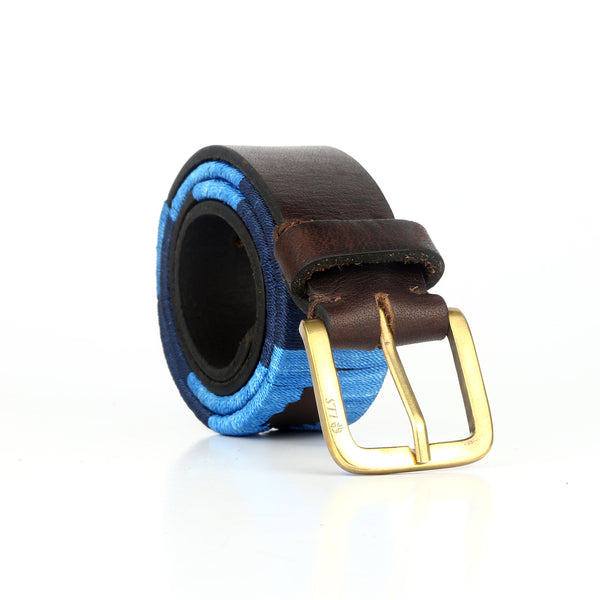 Belt Blue Embroidery – loneleatherstudio